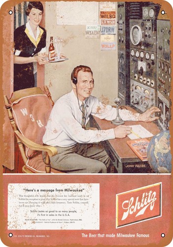 METAL SIGN - 1952 Schlitz Beer and Ham Radio - Vintage Look ...