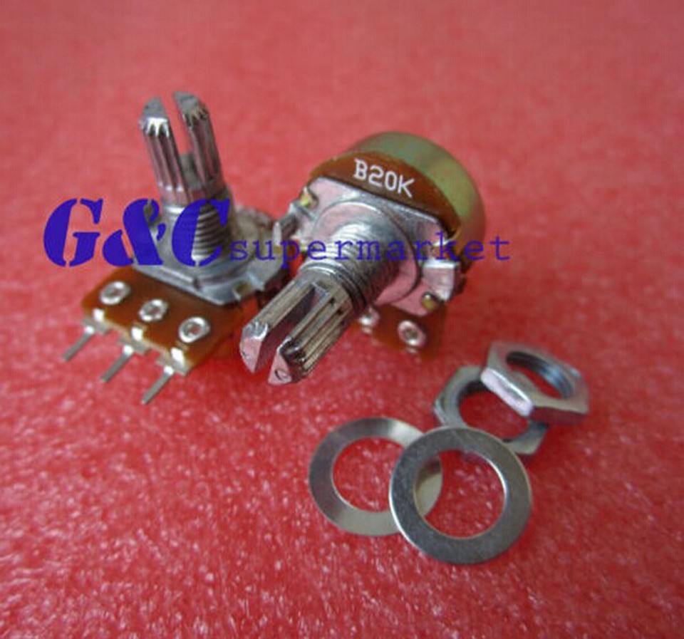 50Pcs 250K Ohm B250K Knurled Shaft Linear Rotary Taper Potentiometer ...
