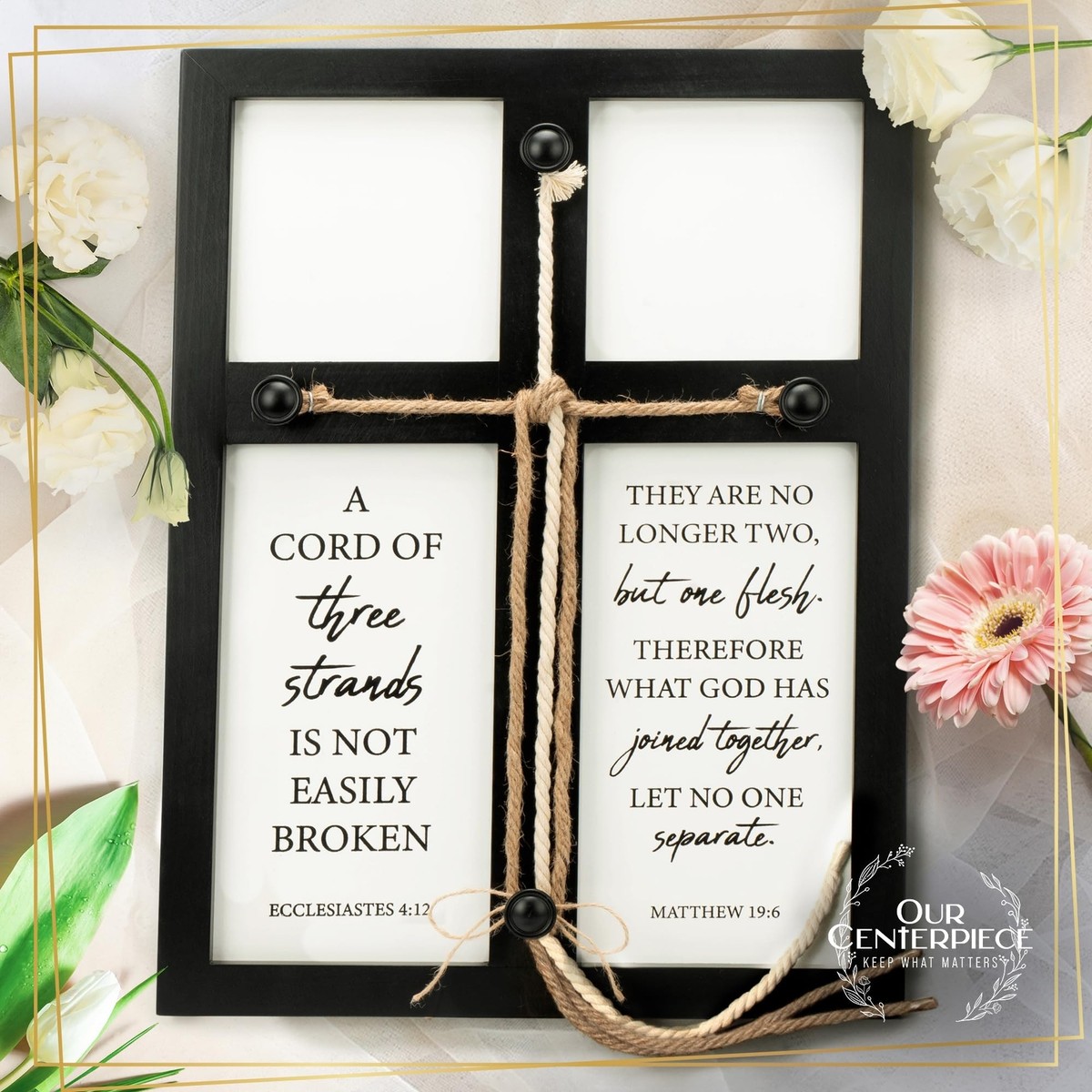 3 Cord Wedding Ceremony Rustic Wood Sign: Cord Of Three Strands,