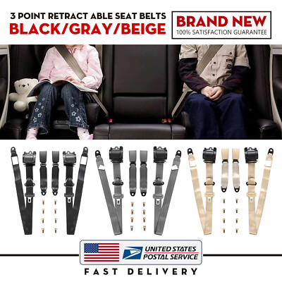 Universal 3 Point Inertia Seat Belts Retractable Car Safety Belt ...
