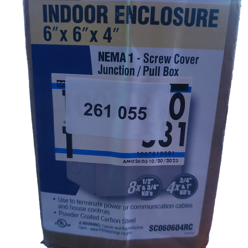 Hubbell Wiegmann Pull Box Screw Cover Steel Gray 6" x 6" x 4" - Sealed ...