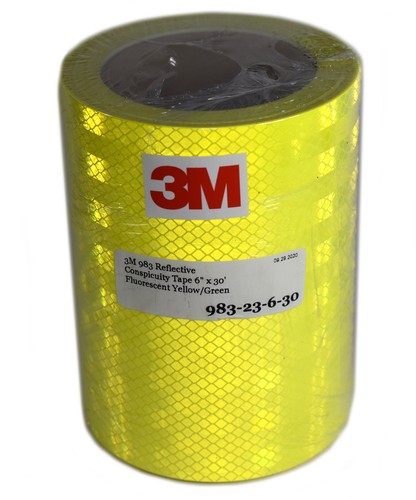 6" x 30' Roll of 3M 983-23 Fluorescent Yellow-Green Reflective Tape ...