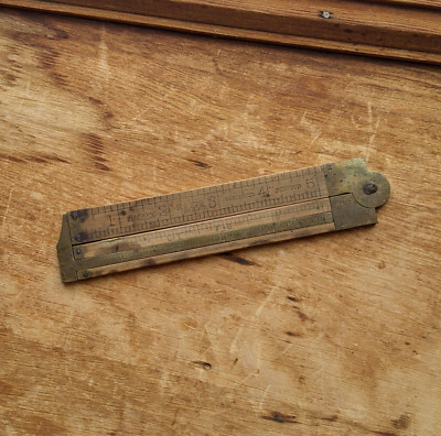 VTG Lufkin No. 372 Caliper Wooden Folding Ruler Tool Boxwood Carpentry ...