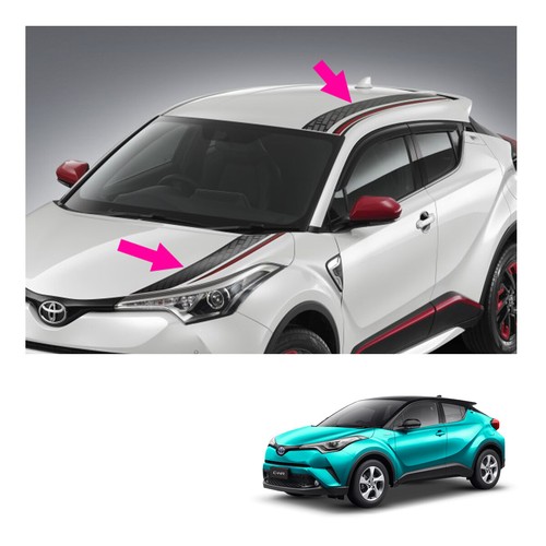 Roof Bonnet Sticker Tape Stripe Set Black Genuine Fits Toyota C-HR Suv ...