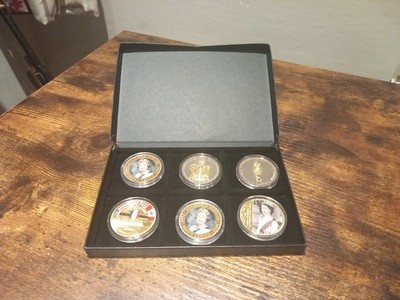 6 x Coin Collectors Assorted 40mm Commemorative Coins + Box | eBay UK