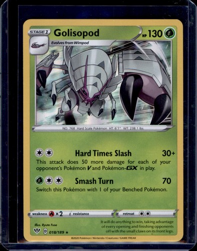 Golisopod SWSH03: Darkness Ablaze Pokémon #018/189 Holo Rare NM+ | eBay