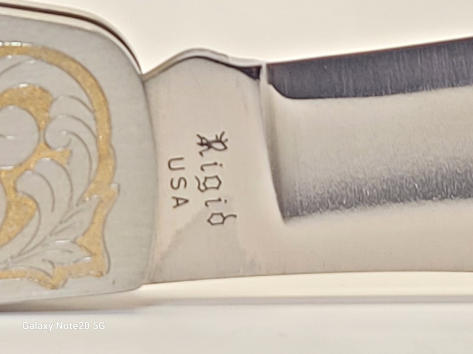 Rigid USA Gold Inlay Folding Knife With Display Box | eBay