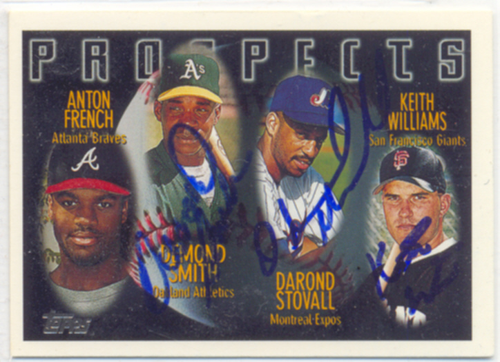 KEITH WILLIAMS GIANTS DESMOND SMITH A'S DAROND STOVALL SIGNED 1996 ...
