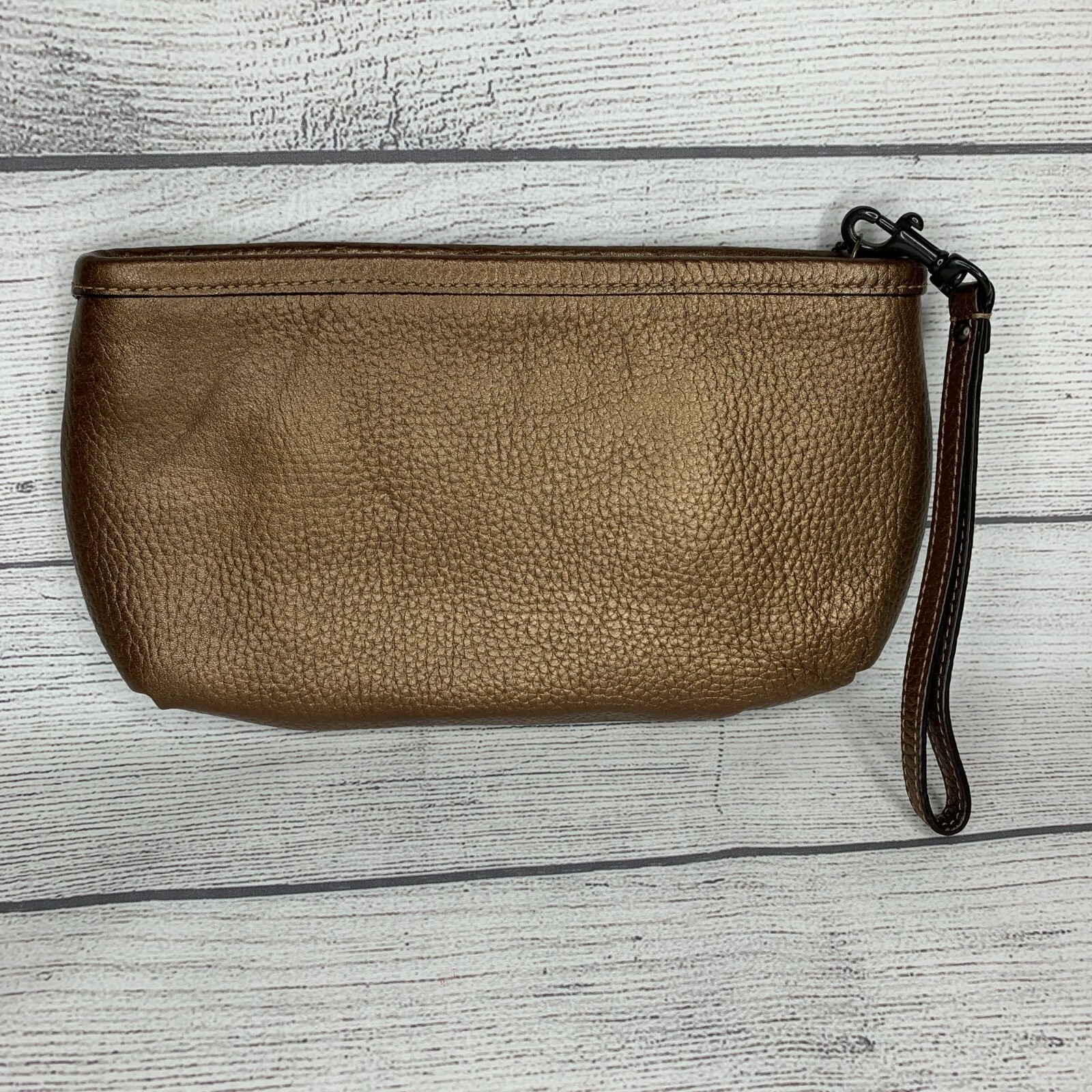 Coach Bronze Copper Madison Pebbled Leather Clutch Wr… - Gem