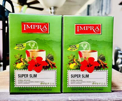 IMPRA SUPER SLIM HERBAL INFUSION STAPLE FREE 20 ENVELOPE TEA BAGS x2 ...