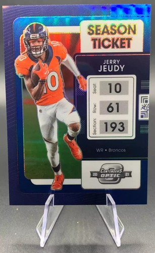 2021 Jerry Jeudy /99 Contenders Optic Season Ticket Blue Prizm #57 ...