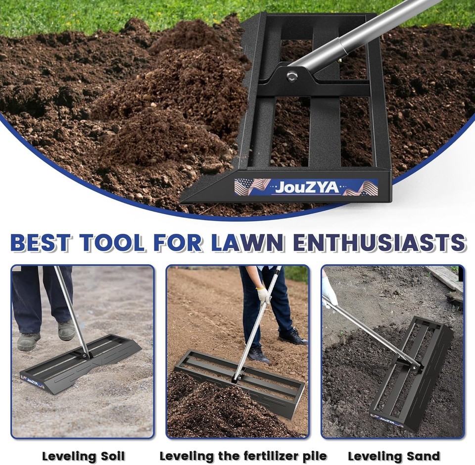 Lawn Leveling Rake 30X10 Inch, Lawn Leveler Tool with Stainless Steel ...