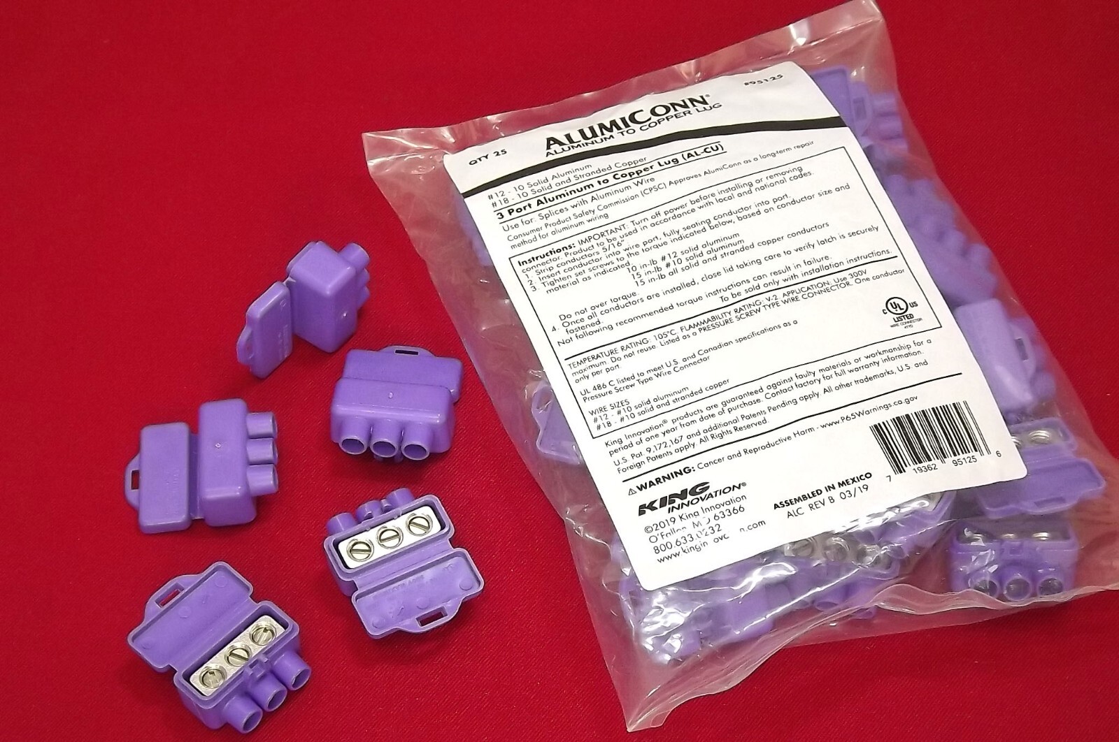 One King Innovation AlumiConn 3-port Aluminum to Copper Lug Nut ...