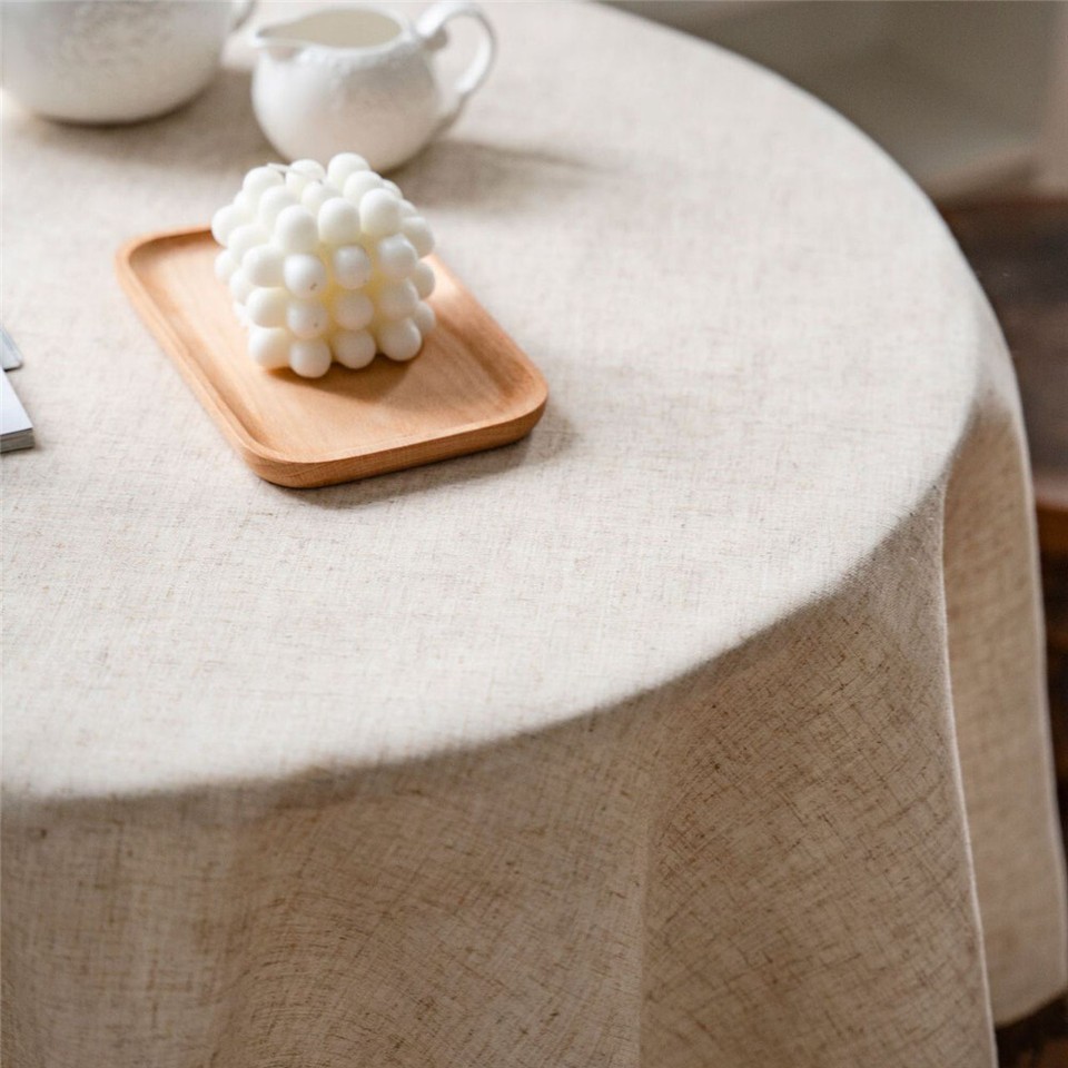 Beige Linen Tablecloth Tassel Fringe Table Cloth Cover Dining Kitchen ...