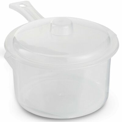 Clear Plastic Cooking Pot Pan with Lid Steamer Container Microwave Bowl ...