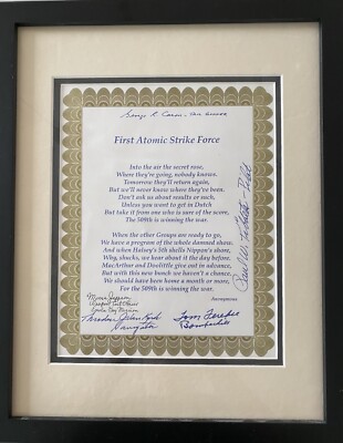 Anonymous Poem Written About the First Atomic Bomb Drop - Signed by ...