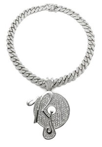 DIAMOND ROCAFELLA JAY Z PENDANT SILVER CUBAN LINK CHAIN NECKLACE HIP ...