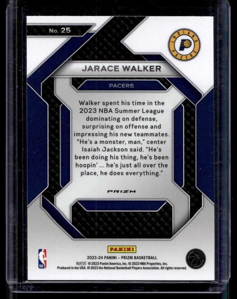 2023-24 Panini Prizm Emergent Silver Jarace Walker A14 Indiana Pacers ...