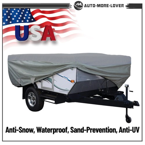 Waterproof Pop Up Folding Camper RV Cover 4 Layers Fit 8-18 FT Long ...