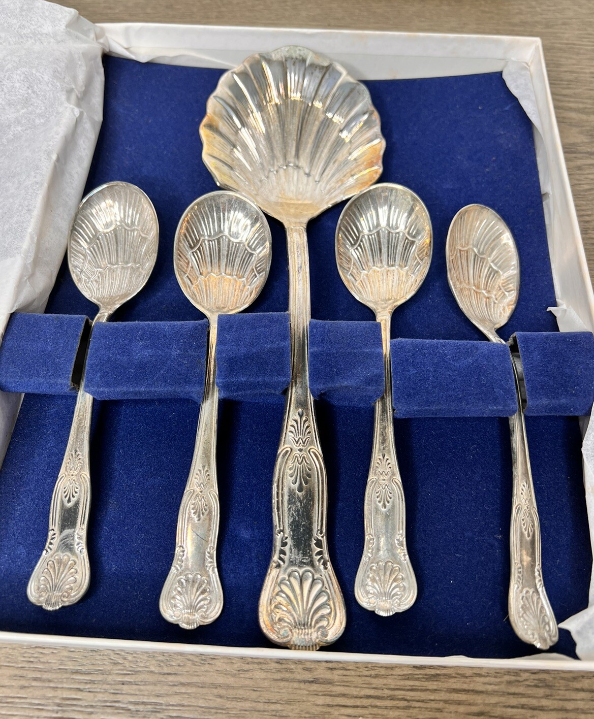 Sheffield England Shell Spoon Set 4 Small 1 Serving Silverplate ...
