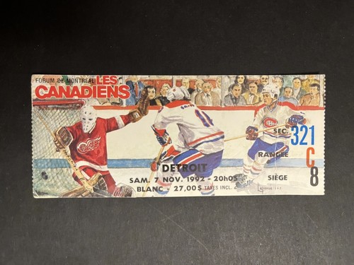 11/7/92 MONTREAL CANADIENS NHL TICKET STUB vs DETROIT RED WINGS MIKE ...