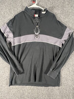 Vintage Spyder Pullover Sweater Men’s Size XL Black Gray Quarter Zip ...