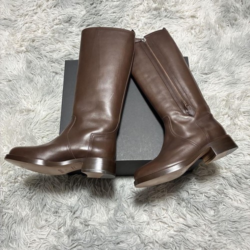 HERMES genuine leather side zip long boots #PCIV5H | eBay