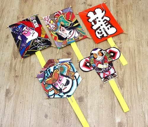 Handmade Japanese Mini Kites Set of 5 Dragon Samurai Kabuki Paper ...