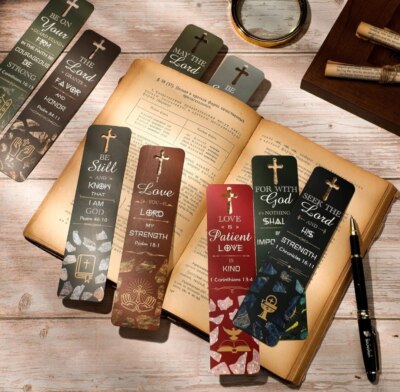 Religious Bookmarks with Bible Verse and Cutout Cross, Christian Faith ...