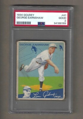 1934 GOUDEY GEORGE EARNSHAW # 41 PSA 2 | eBay