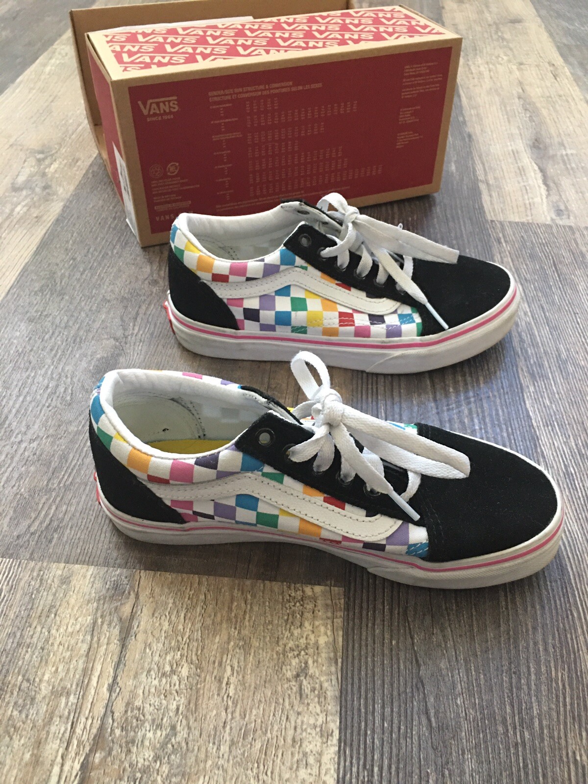 vans old skool checkerboard Rainbow Children’s 3 - Gem