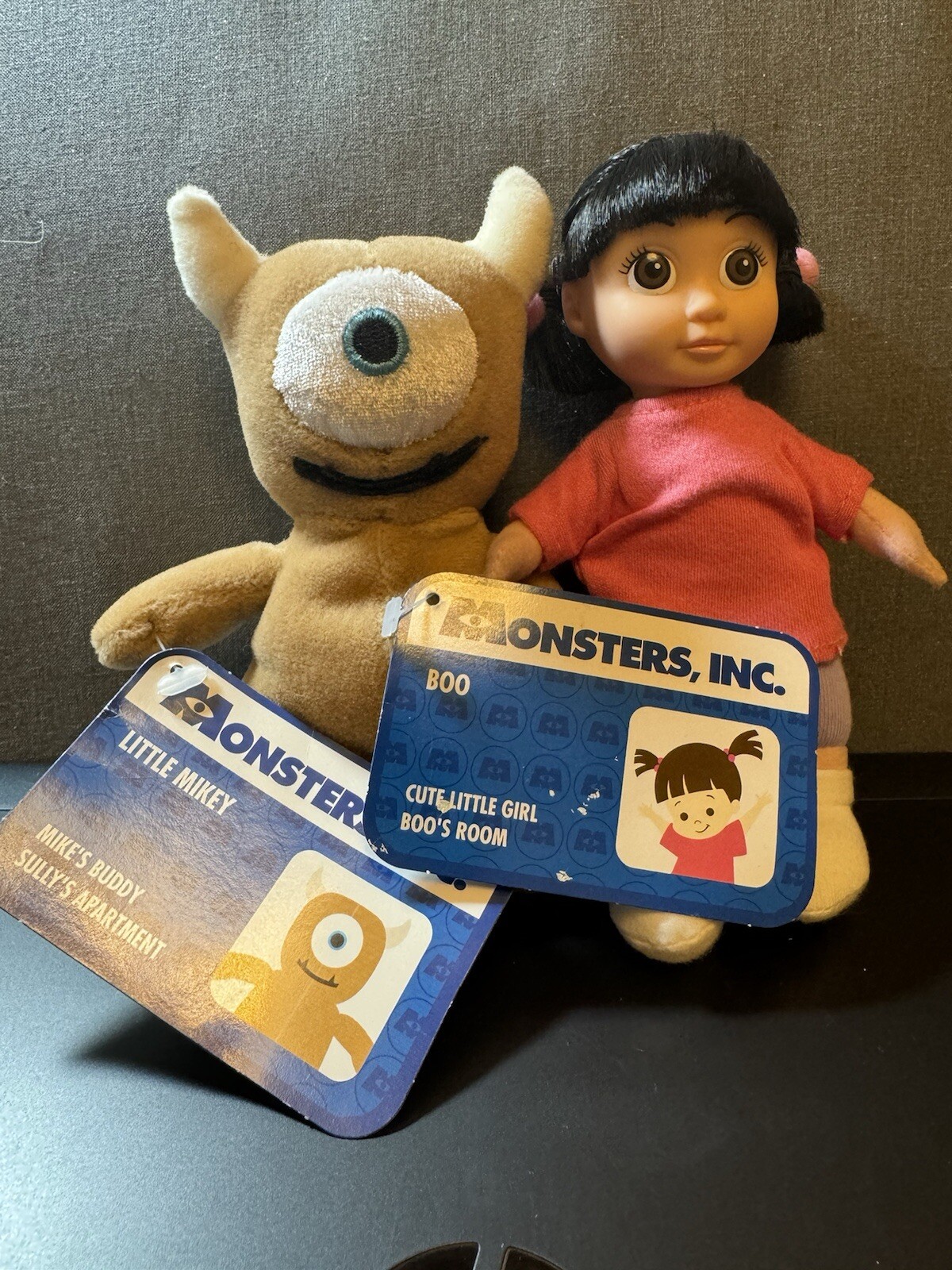 RARE DISNEY STORE Pixar Monsters Inc. Boo & Little Mikey Plush 5.5 ...