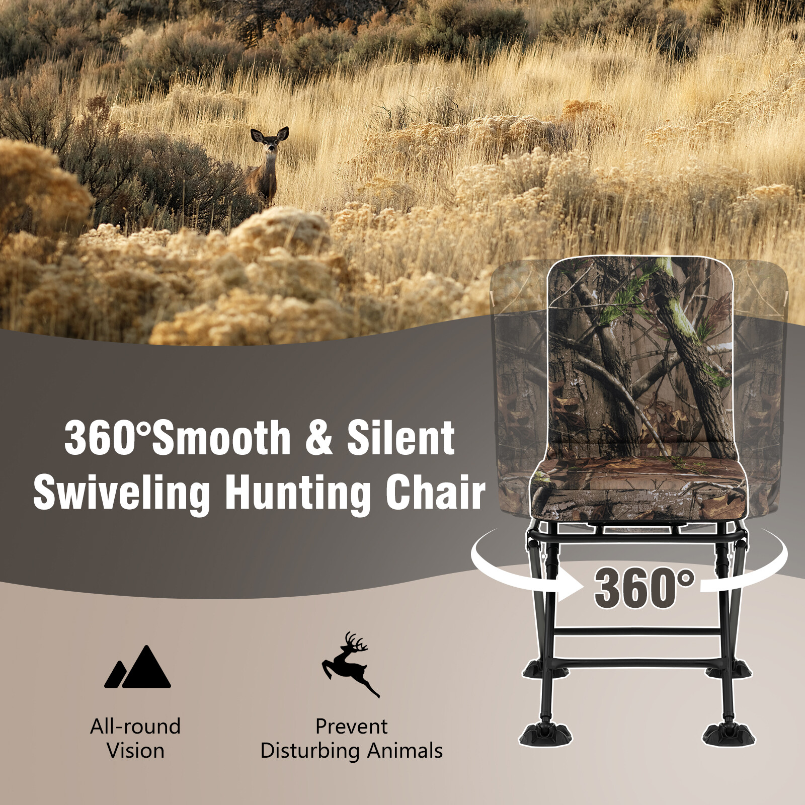 Professional Folding Hunting Chair w/4 Large Duck Foot Pads&Comfortable ...
