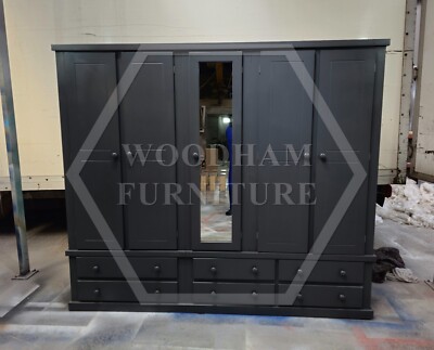 HANDMADE AYLESBURY 5 DOOR 6 DRAWER WARDROBE IN DARK GREY (NOT ...