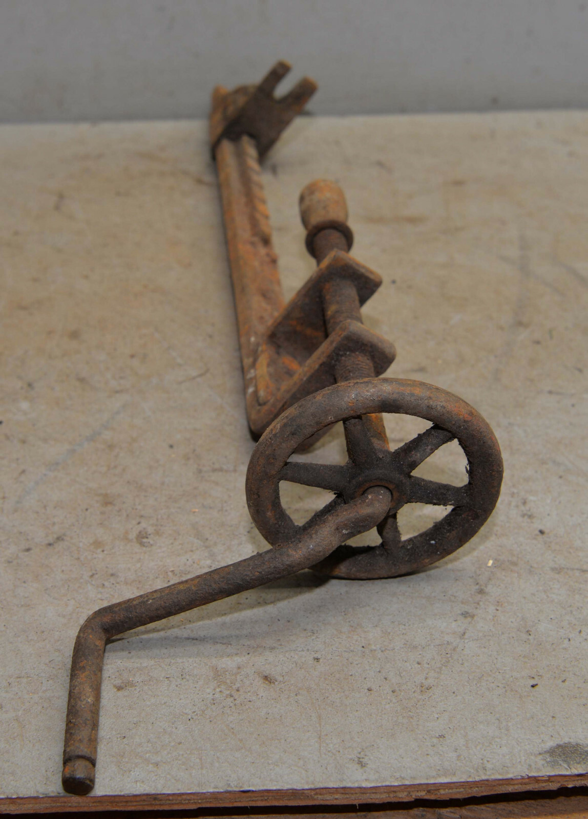 Antique blacksmith wheel wright horse shoe drill collectible early tool ...