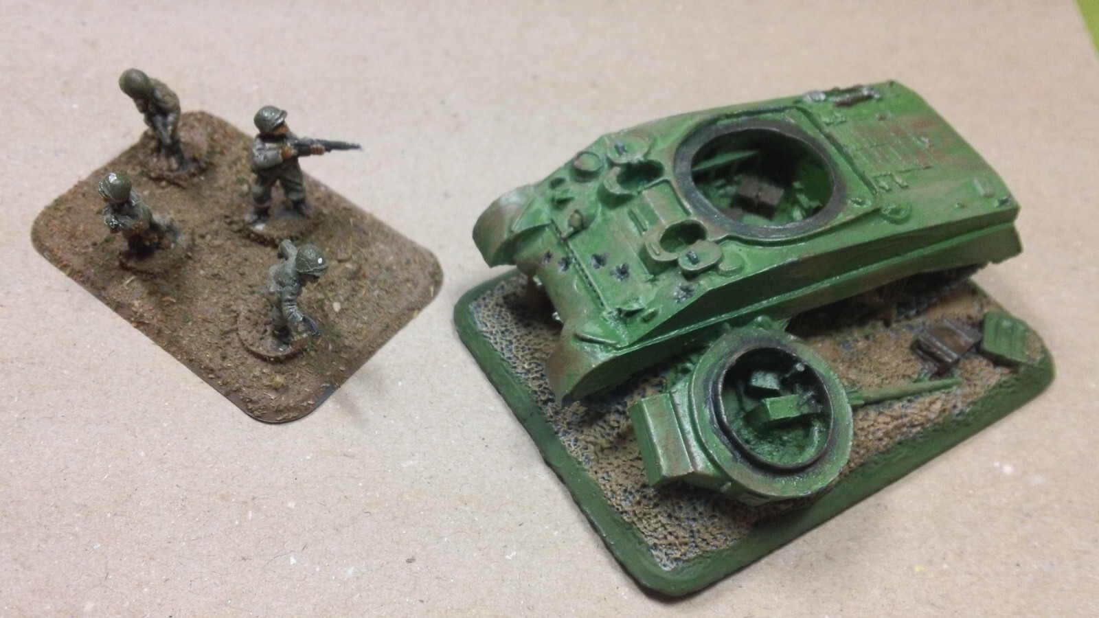 Flames of War 15MM OBJECTIVE MARKER Torn Sherman Tank Infantry Troop ...