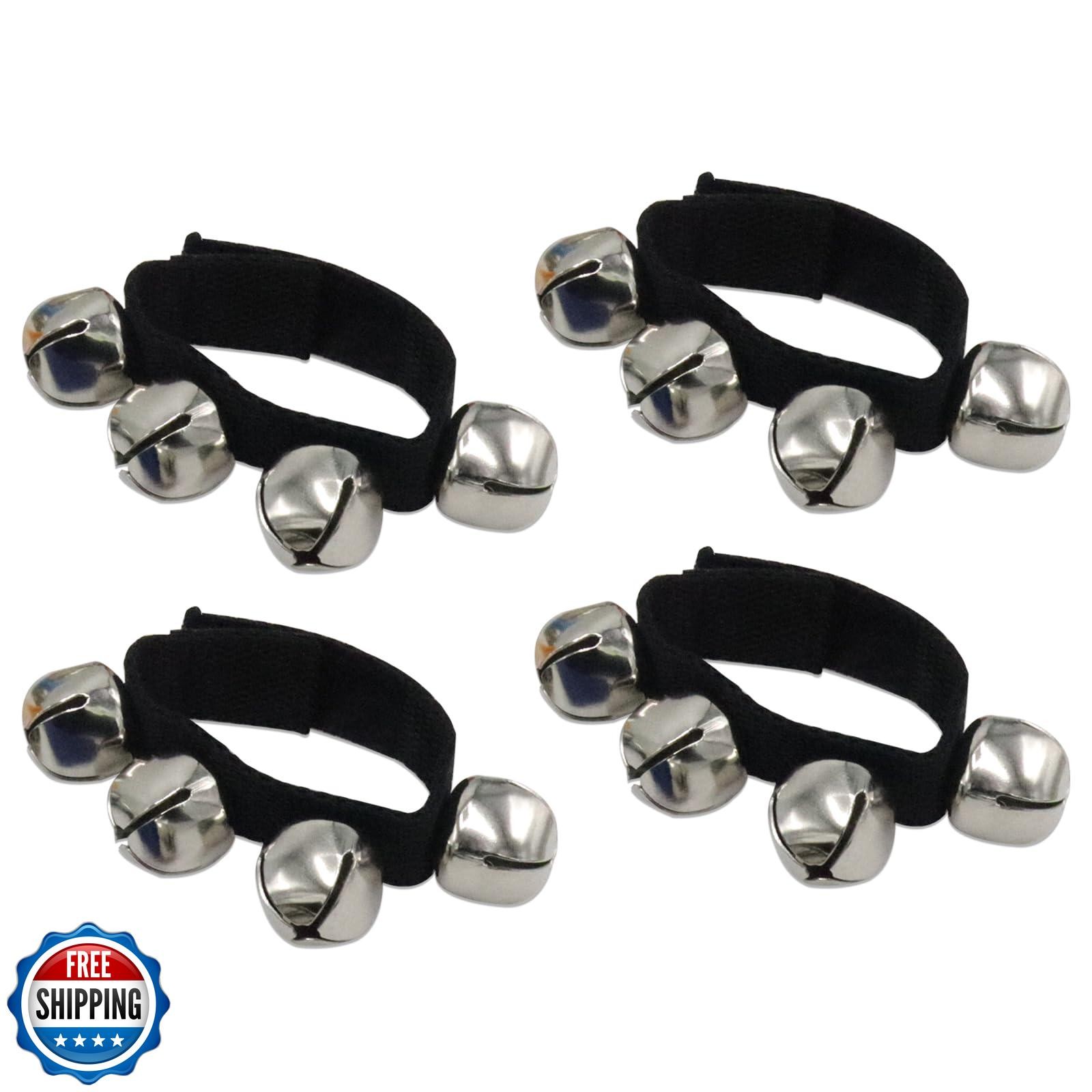 Cheerock 4pcs Black Adjustable Wrist Ankle Bells, Jingle Percussion ...