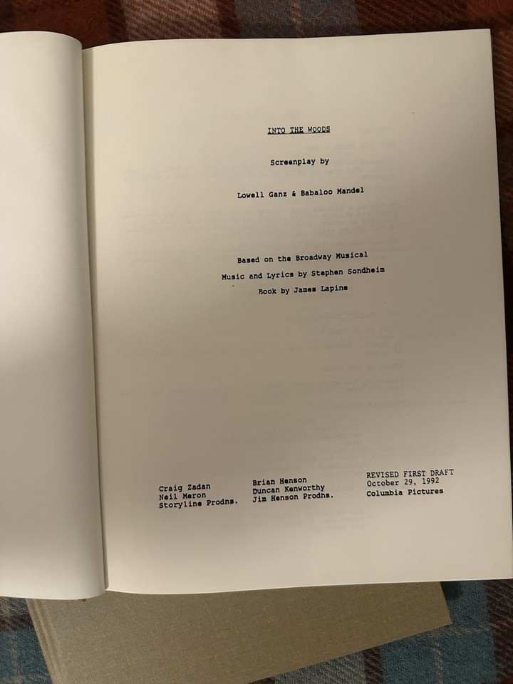 Into The Woods Two Jim Henson unproduced Screenplays - Sondheim | eBay