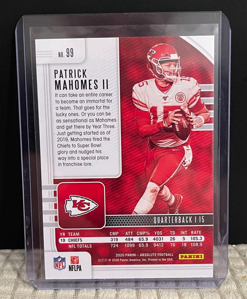 2020 Absolute Patrick Mahomes II Green Parallel #99 Kansas City Chiefs ...