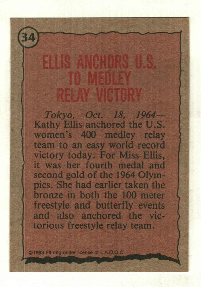 1983 Topps History’s Greatest Olympian KATHY ELLIS Trading Card #34 NM ...