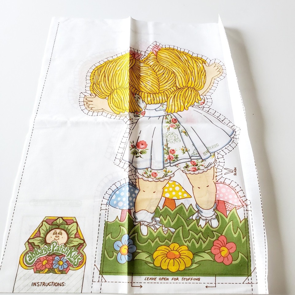 1983 Cabbage Patch Kids Cut & Sew Fabric Panel Doll Pillow Blonde Girl ...