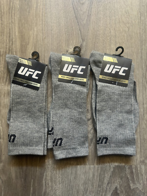 UFC Adult Mens Size 6-12 Gray Crew Socks 3 Pairs | eBay