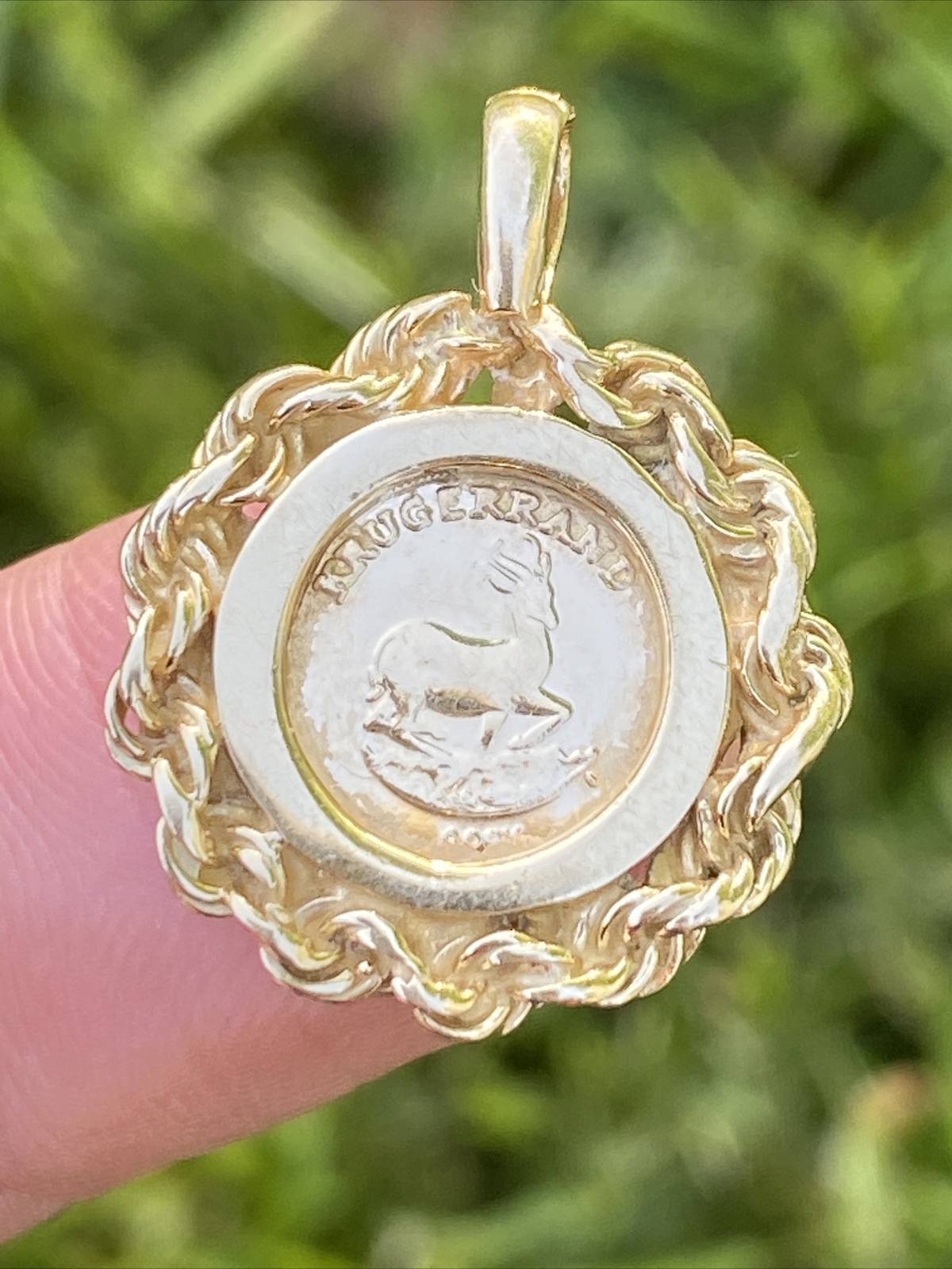 14K Yellow Gold Framed Miniature Krugerrand Coin Copy… - Gem