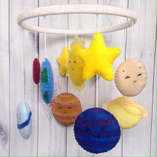 Baby Mobile Planets and Sun Solar System Crib Mobile Space Nursery ...