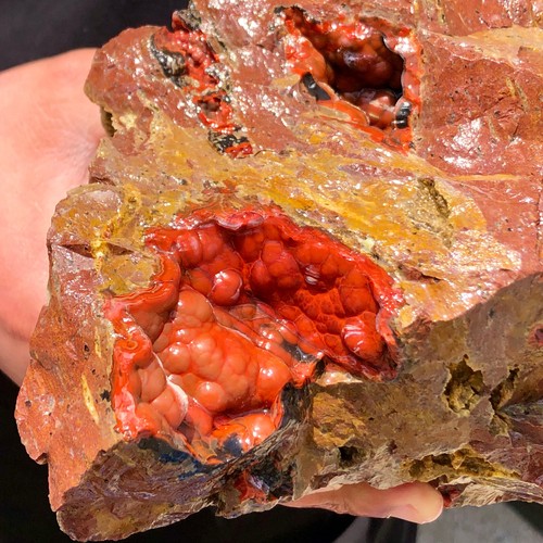 10.38LB RARE Natural red Volcanic Rock agate Sphere Quartz Crystal ...