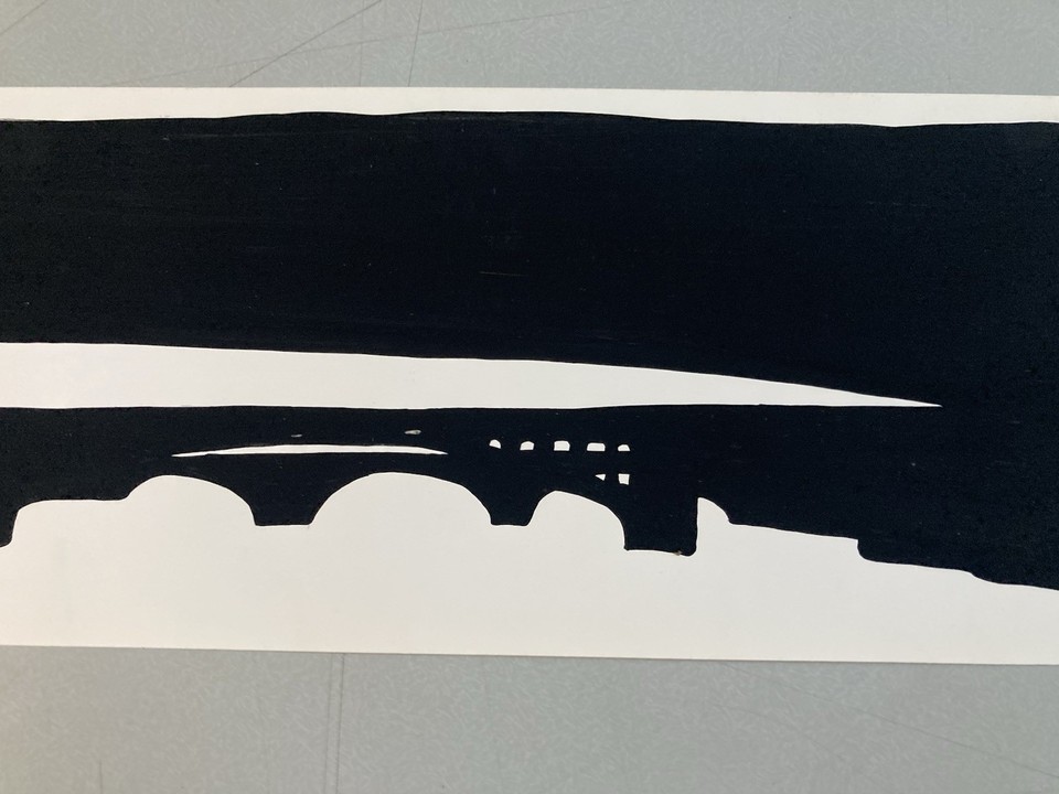 Very Pretty Painting Gouache Drawing Abstract 1990 Bridge Paper Art to ...