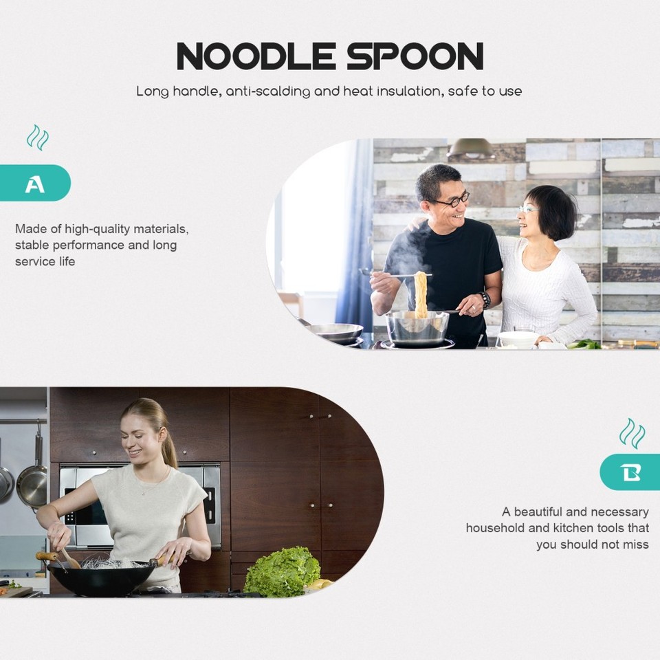 Beech Portable Noodle Spoon Colander Spaghetti Server Kitchen Utensil ...