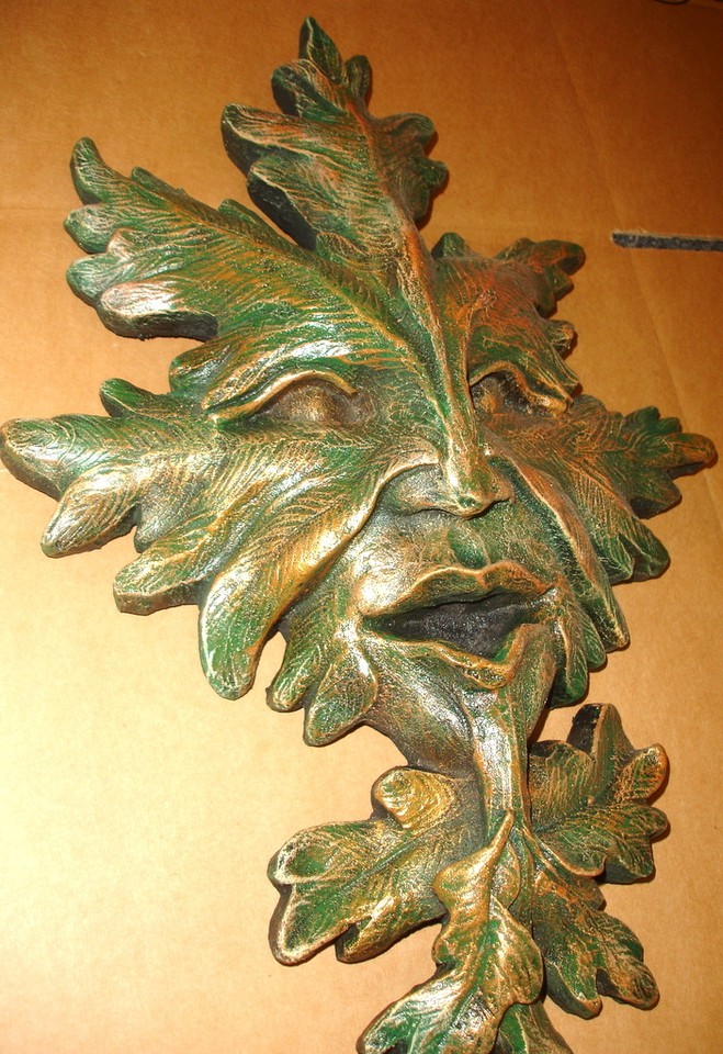 Oak Leaf Green Man Wall Sculpture Home Garden Decor 16" | eBay