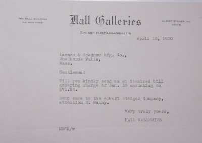 1930 Lamson Goodnow Hall Galleries Springfield MA Ephemera L929A | eBay