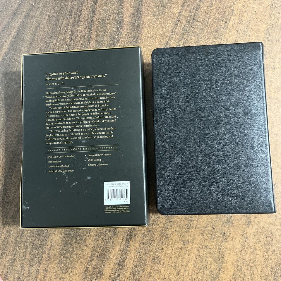 NLT Select Reference Bible - Black Calfskin Genuine Leather - Single ...